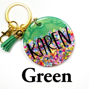 Personalized Keychain, Custom Resin Confetti Glitter Large Handmade ...