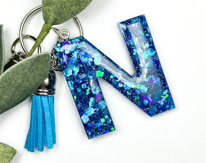 Custom Letter Initial Resin Keychain, Real Stone, Beautiful, Resin ... Custom Letter Initial Resin Keychain, Real Stone, Beautiful, Resin ...