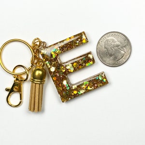 Custom Gold Letter Keychain, Alphabet Initial Birthday Gift, Glitter ...