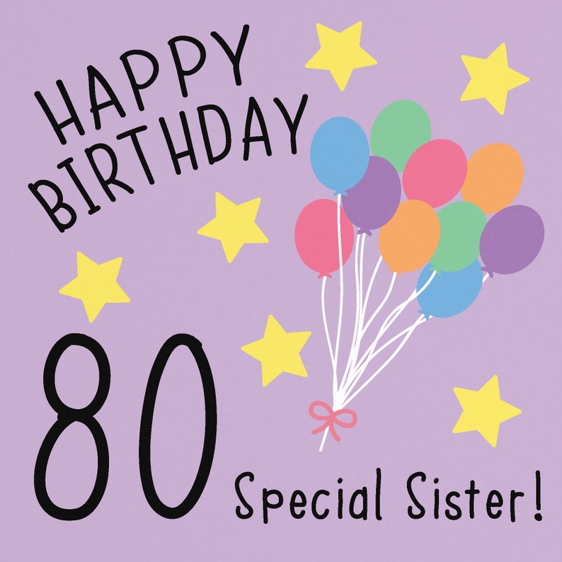 Sister 80th Birthday Card Happy Birthday 80 Special Etsy UK Sister 80th Birthday Card Happy Birthday 80 Special Etsy UK