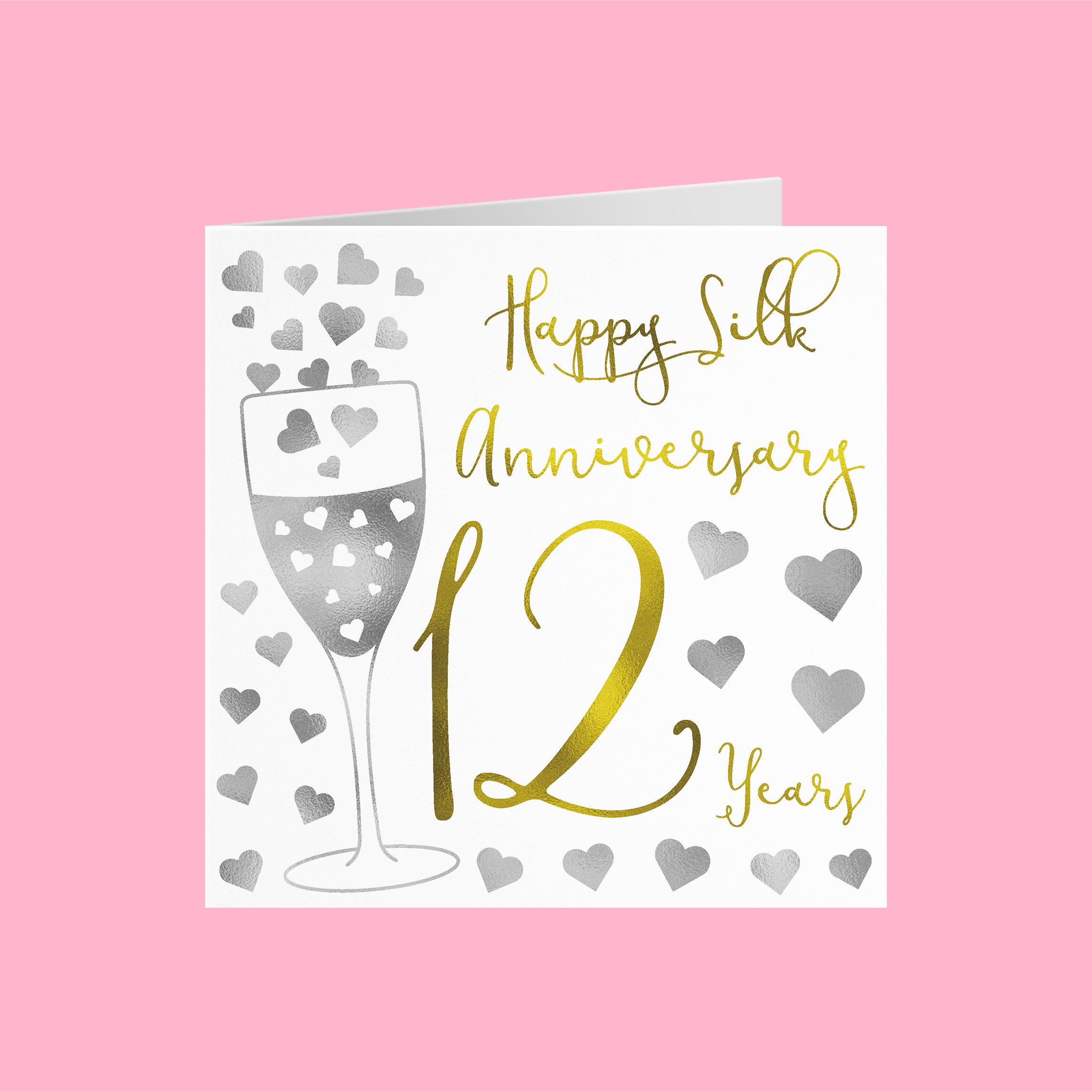 12th Wedding Anniversary Card 'Happy Silk | Etsy