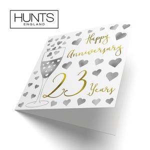 23rd Wedding Anniversary Card - Happy Anniversary - 23 Years - Silver ...