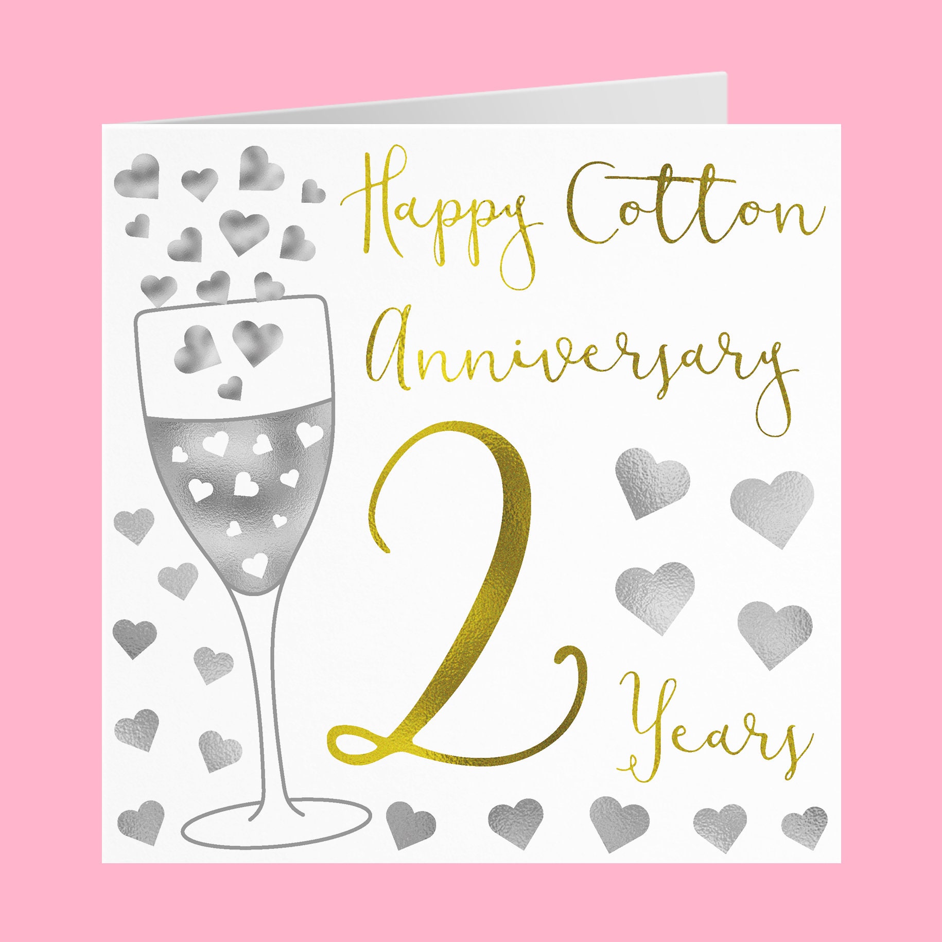 2nd Wedding Anniversary Card Happy Cotton Anniversary 2 | Etsy