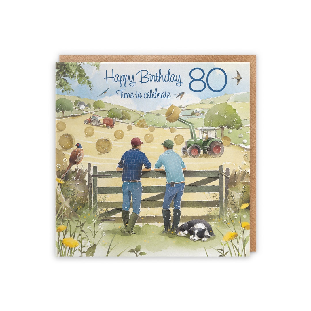 Hunts England Farmers Fun 80th Birthday Card for Him Age 80 'haymaking ...
