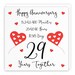 29th Wedding Anniversary Card - 29 Years Together - Happy Anniversary ...