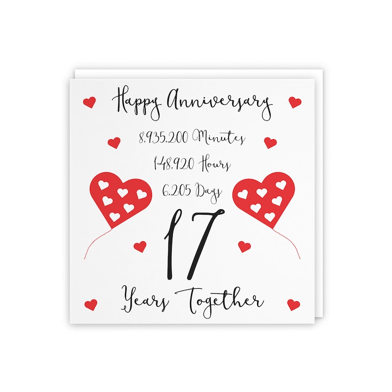 17th Wedding Anniversary Card 17 Years Together Happy - Etsy UK