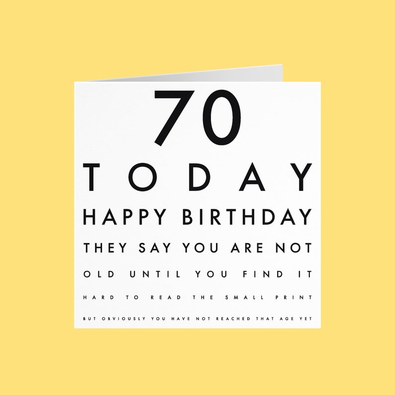Humorous Joke 70th Birthday Card 70 Today They Say You Are | Etsy