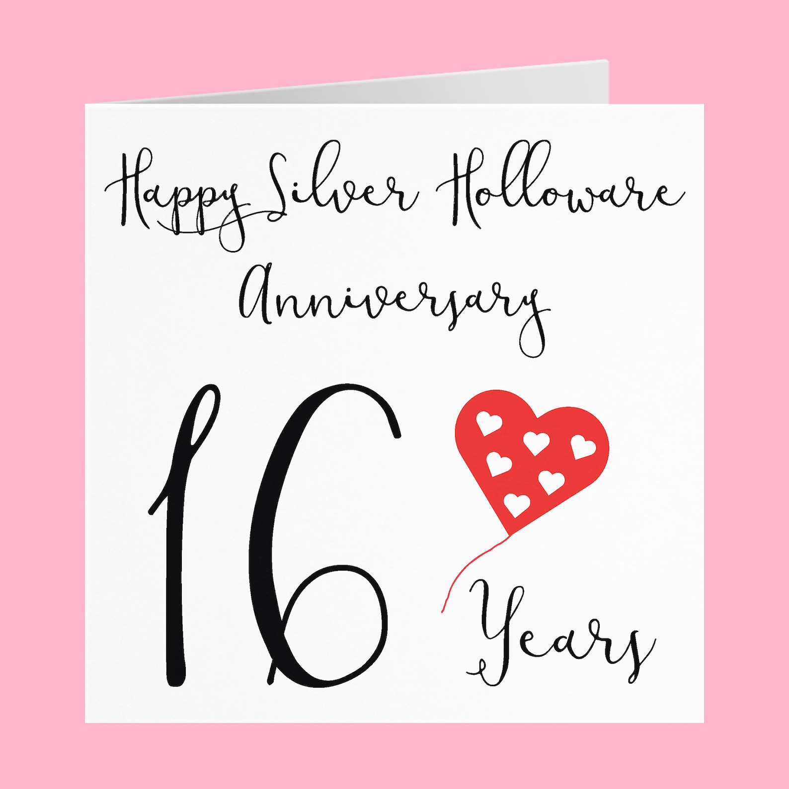 16th Wedding Anniversary Card Happy Silver Holloware | Etsy