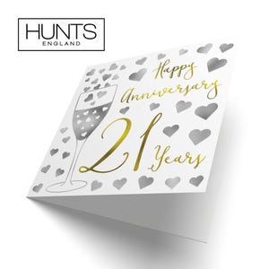 21st Wedding Anniversary Card - Happy Anniversary - 21 Years - Silver ...