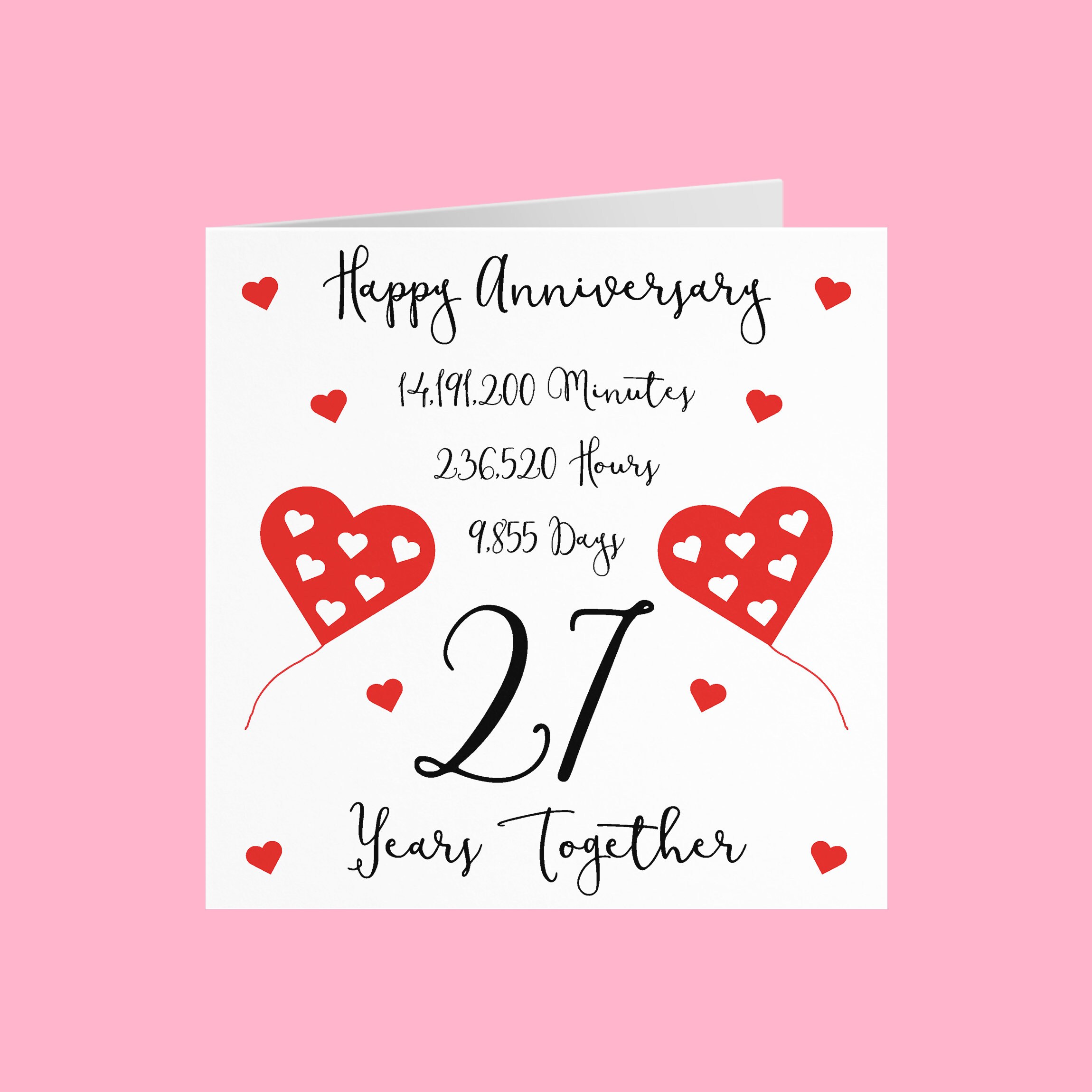 27th Wedding Anniversary Card 27 Years Together Happy Etsy