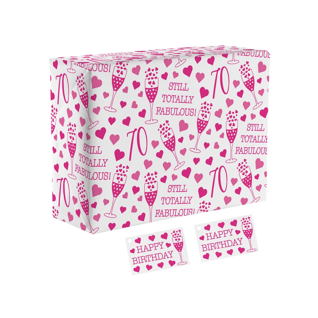 Hunts England 70th Birthday Female Fun Wrapping Paper and Gift Tags Age ...