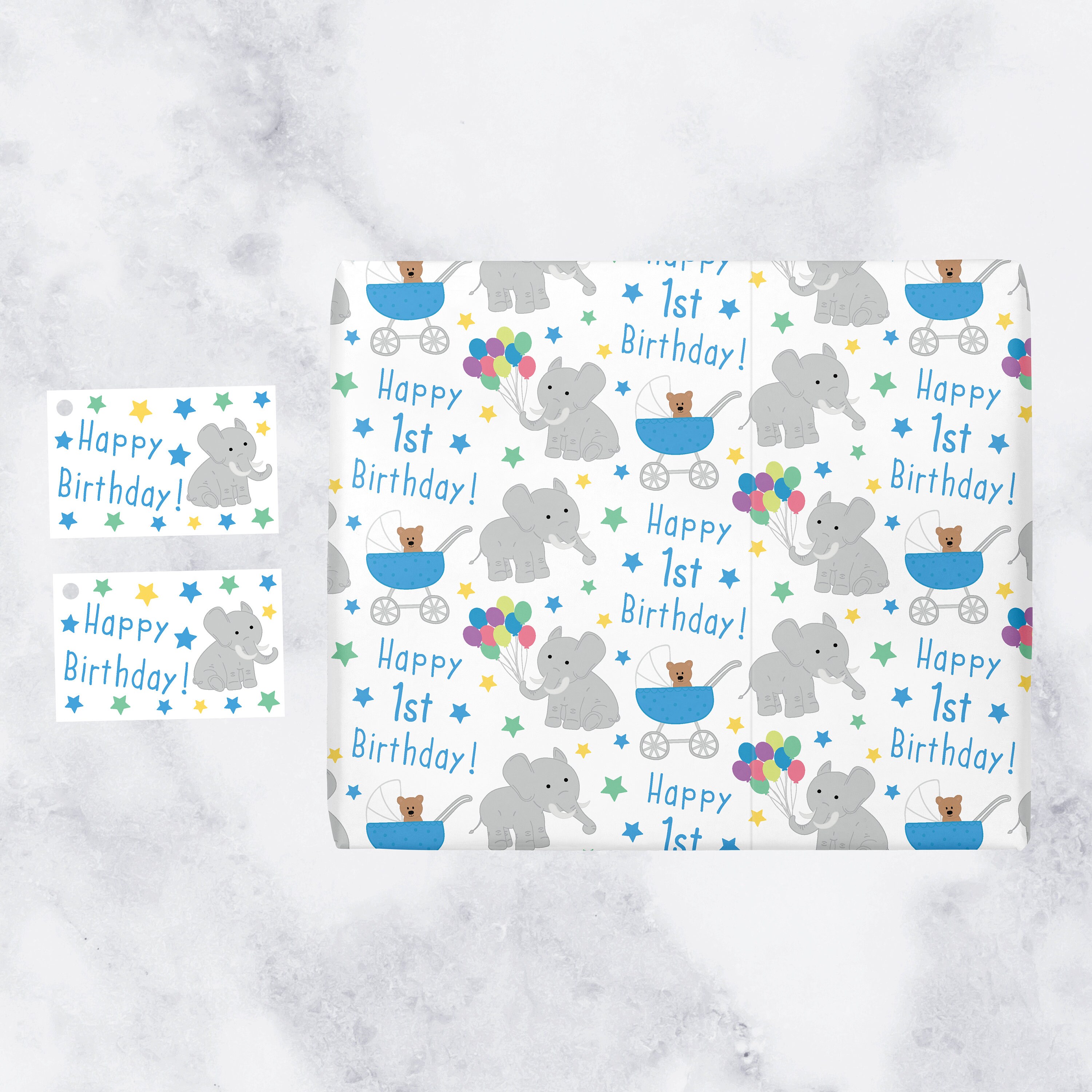 Baby Boy 1st Birthday Gift Wrapping Paper and Gift Tags - Etsy UK