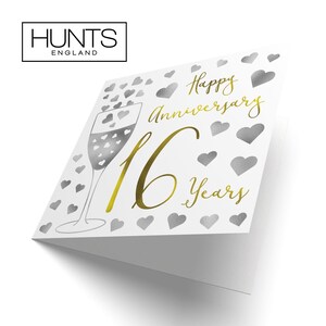 16th Wedding Anniversary Card - 'happy Anniversary' - '16 Years ...