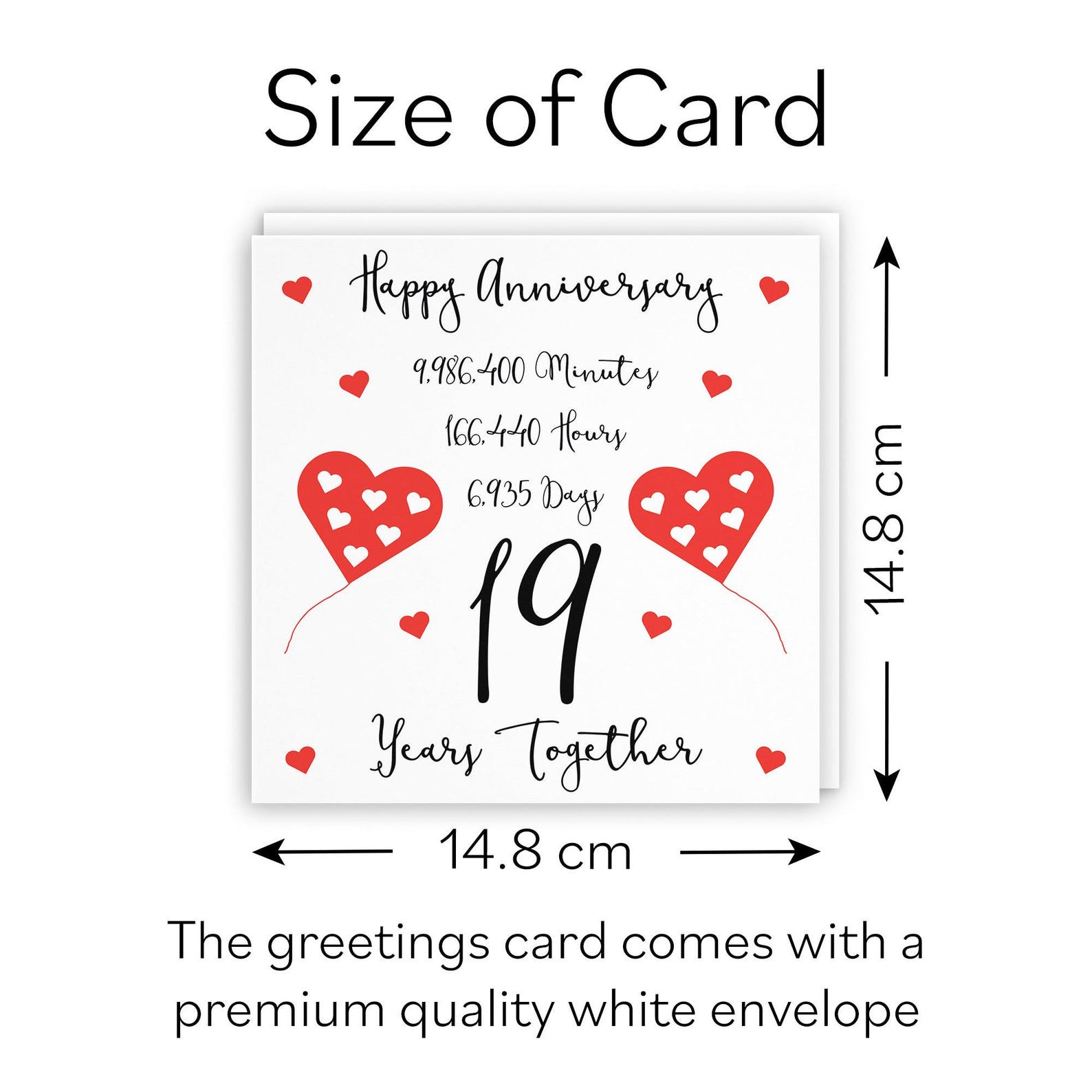 19th Wedding Anniversary Card - 19 Years Together - Happy Anniversary ...