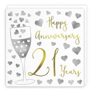 21st Wedding Anniversary Card - Happy Anniversary - 21 Years - Silver ...