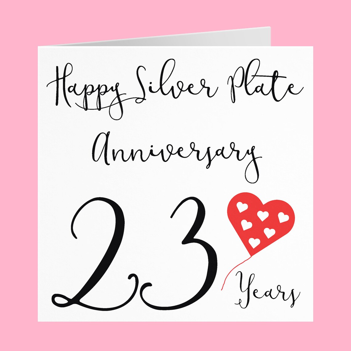 23rd Wedding Anniversary Card Happy Silver Plate Anniversary Etsy