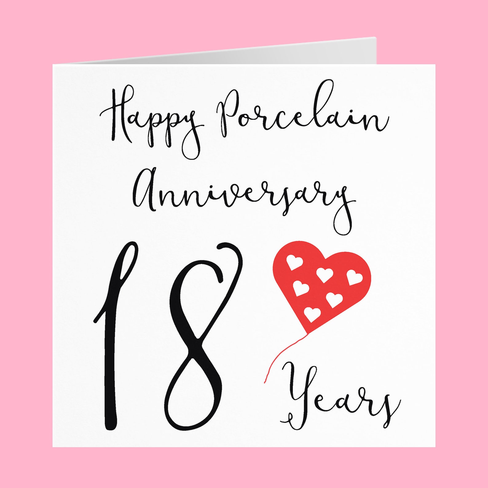 18th Wedding Anniversary Card Happy Porcelain Anniversary | Etsy