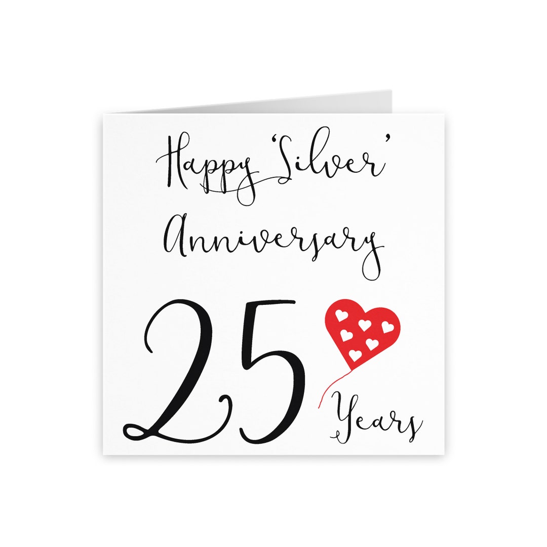 25th Wedding Anniversary Card Happy silver Etsy UK 25th Wedding Anniversary Card Happy silver Etsy UK