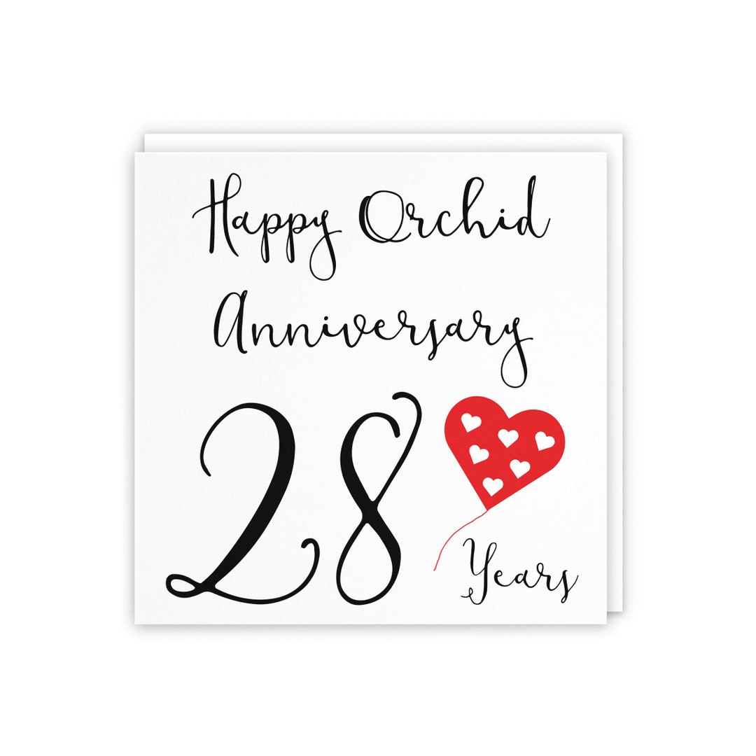 28th Wedding Anniversary Card - Happy Orchid Anniversary - 28 Years ...