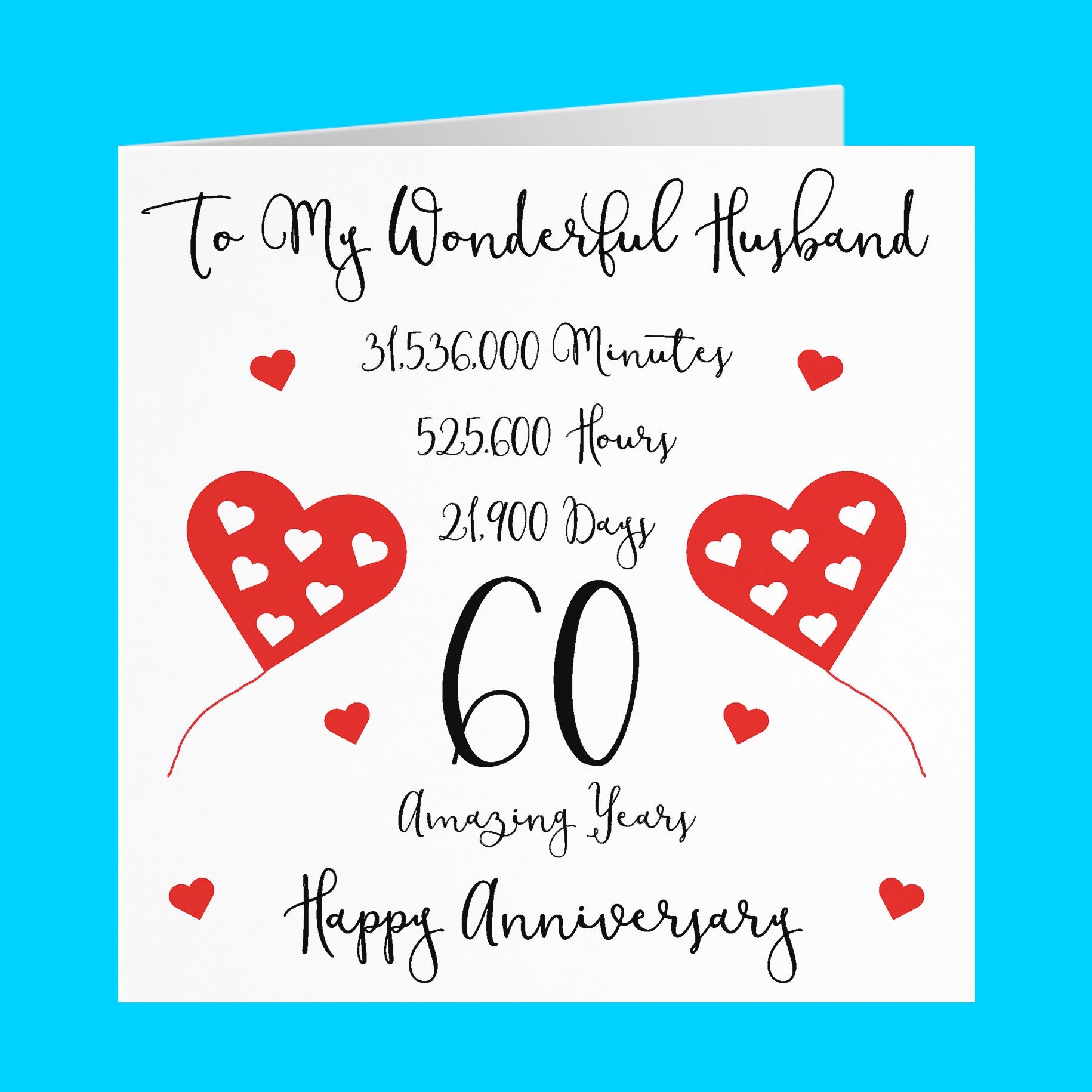 Romantic Husband 60th Wedding Anniversary Card To My Etsy