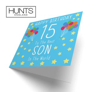 Son 15th Birthday Card Happy Birthday 15 to the Best Son in the World ...