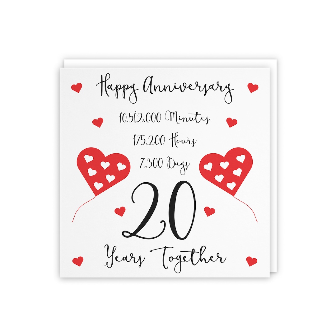 20th Wedding Anniversary Card 20 Years Together Happy Anniversary ...