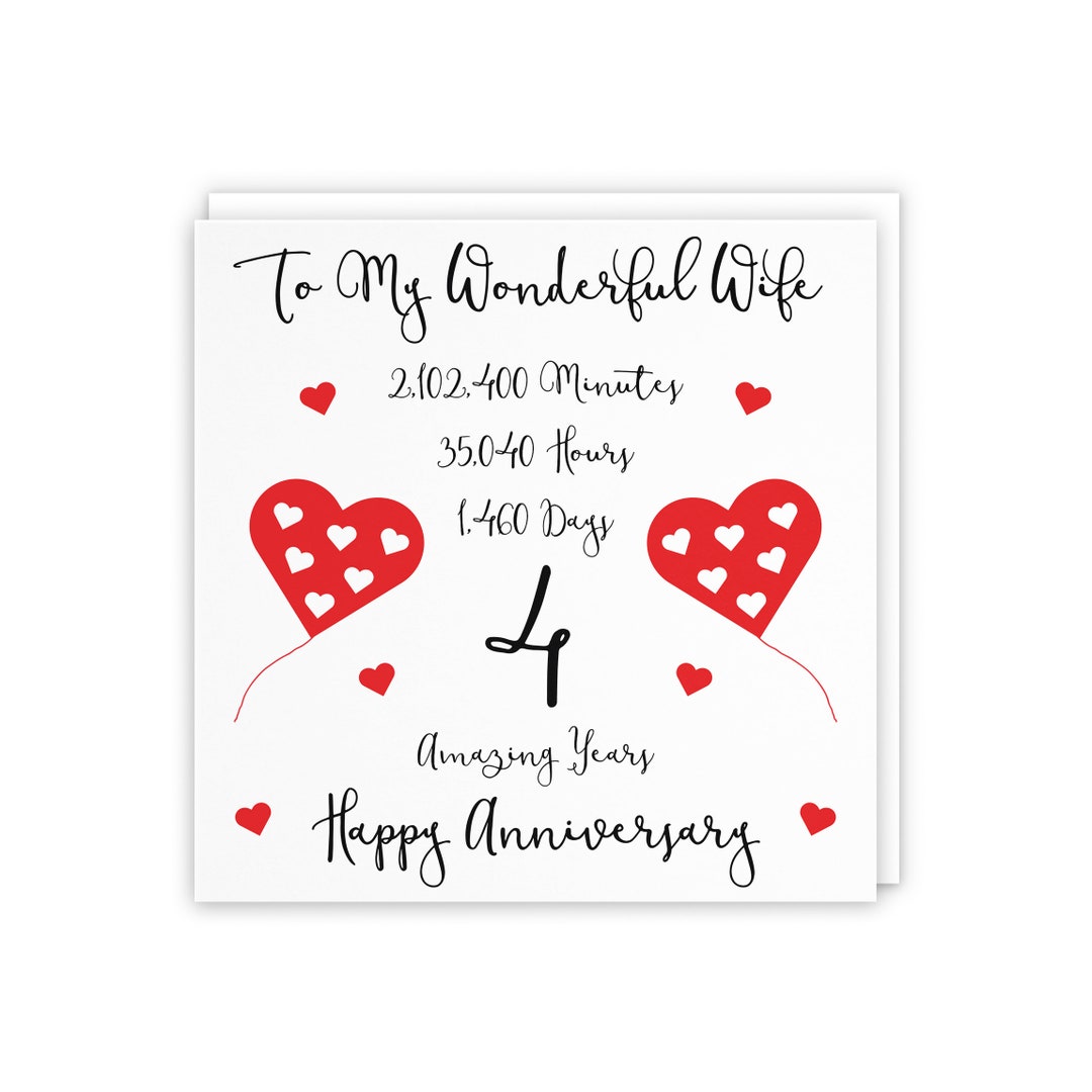 Romantic Wife 4th Wedding Anniversary Card To My Wonderful Etsy romantic-wife-4th-wedding-anniversary-card-to-my-wonderful-etsy