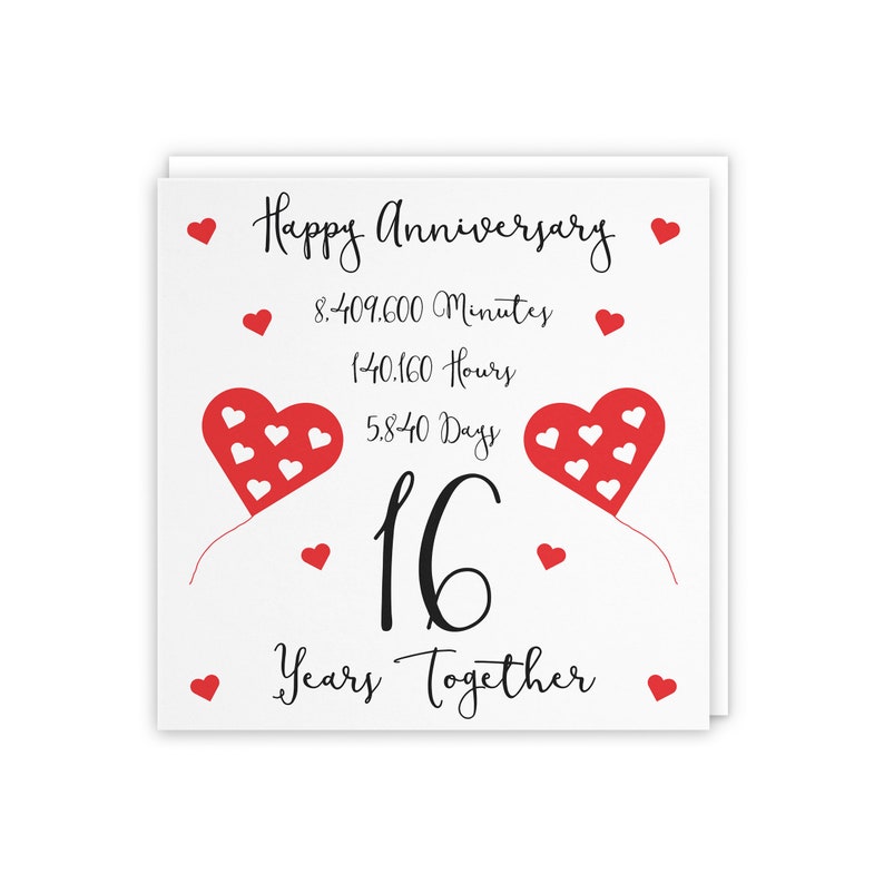 16th Wedding Anniversary Card 16 Years Together Happy Etsy UK