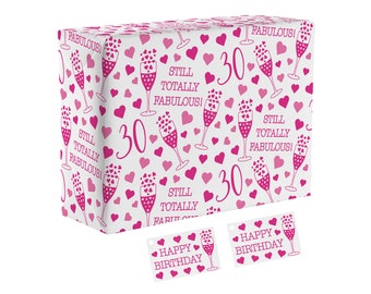 Personalised 30th Birthday Wrapping Paper Any Age and Name, for Her ...