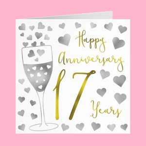17th Wedding Anniversary Card 'happy Anniversary' | Etsy