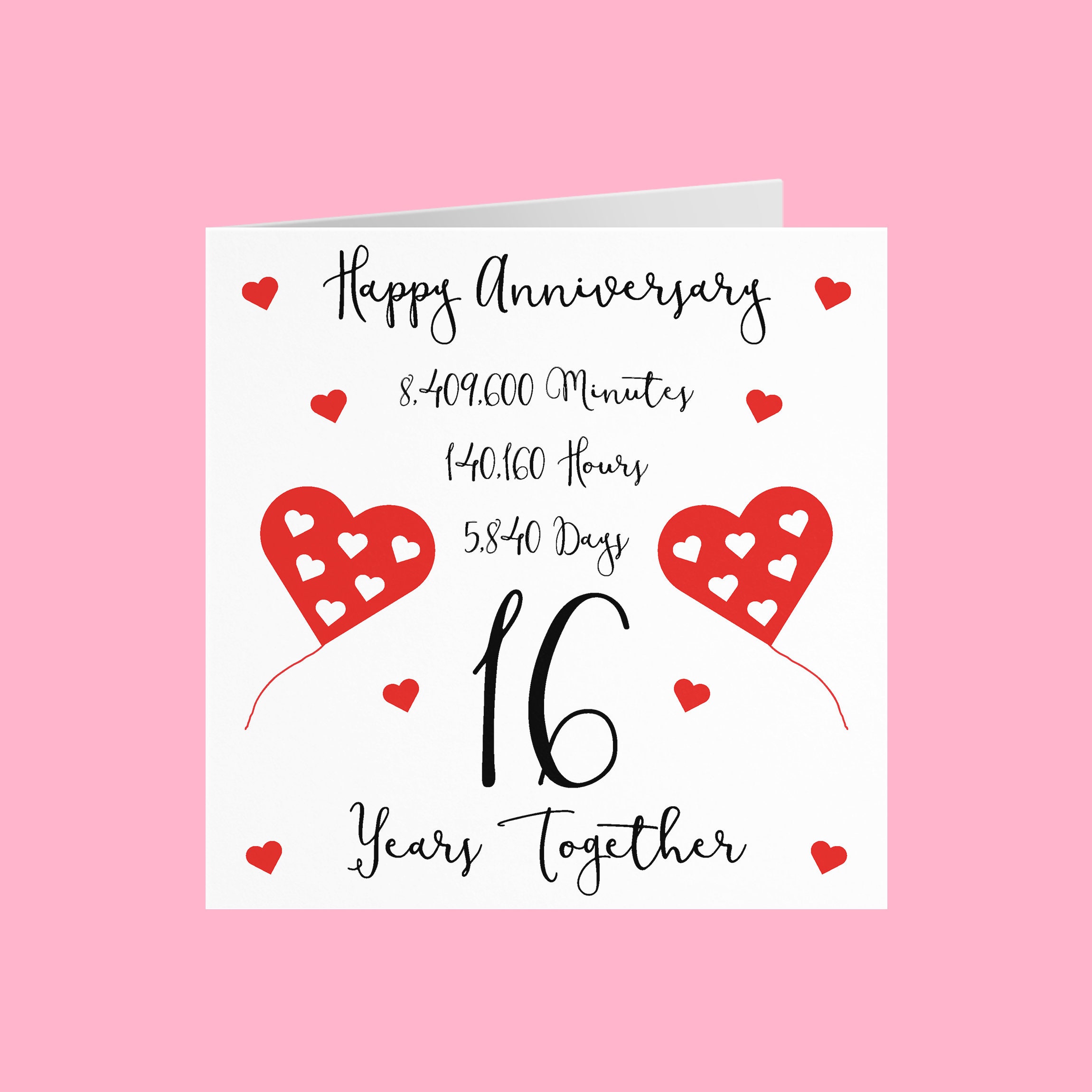 16th Wedding Anniversary Card 16 Years Together Happy | Etsy