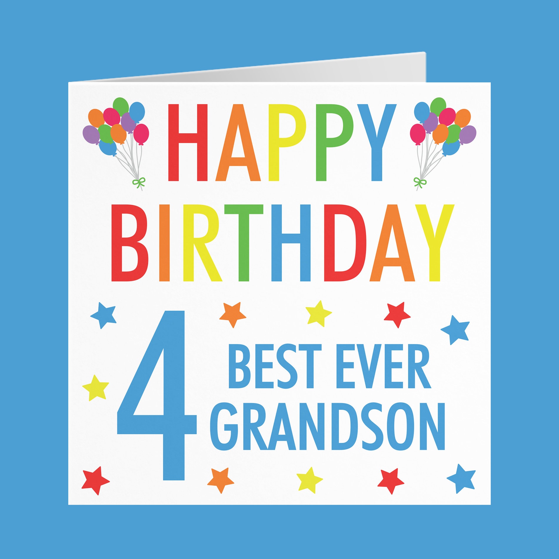 Grandson 4th Birthday Card 'Happy Birthday' | Etsy