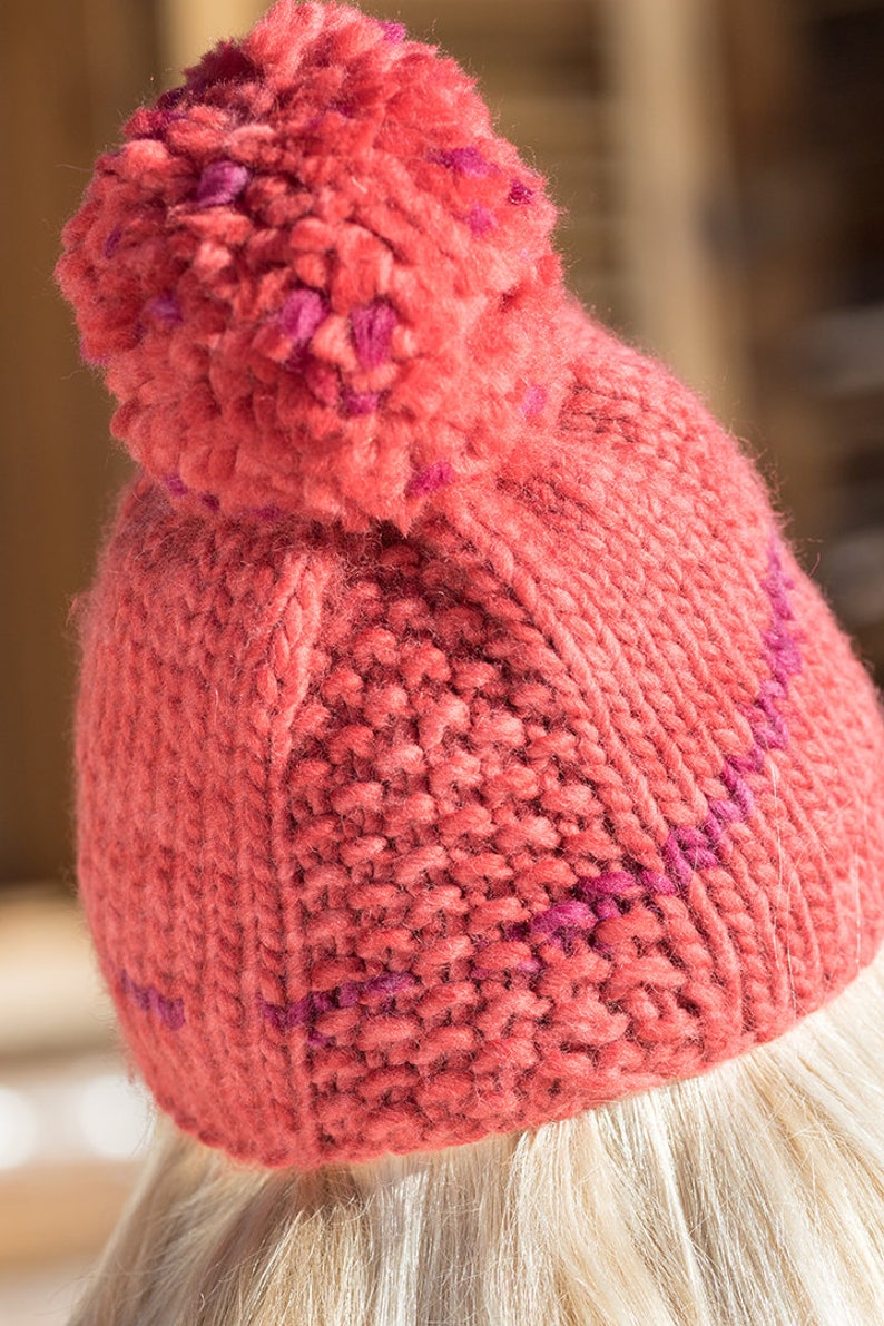 Red Wool Beanie Hat - Knit Woman Hat - Pompom Hat - Hand Knit Beanie ...