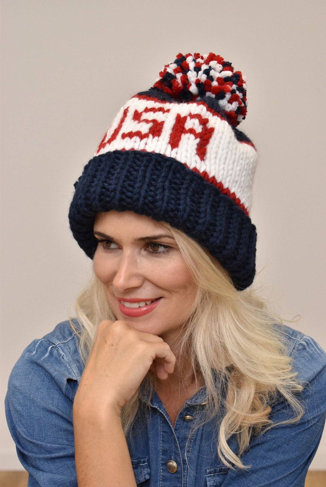 Chunky Winter Hat USA, Election Hat, Hand Knit Hat, Men Winter Beanie ...