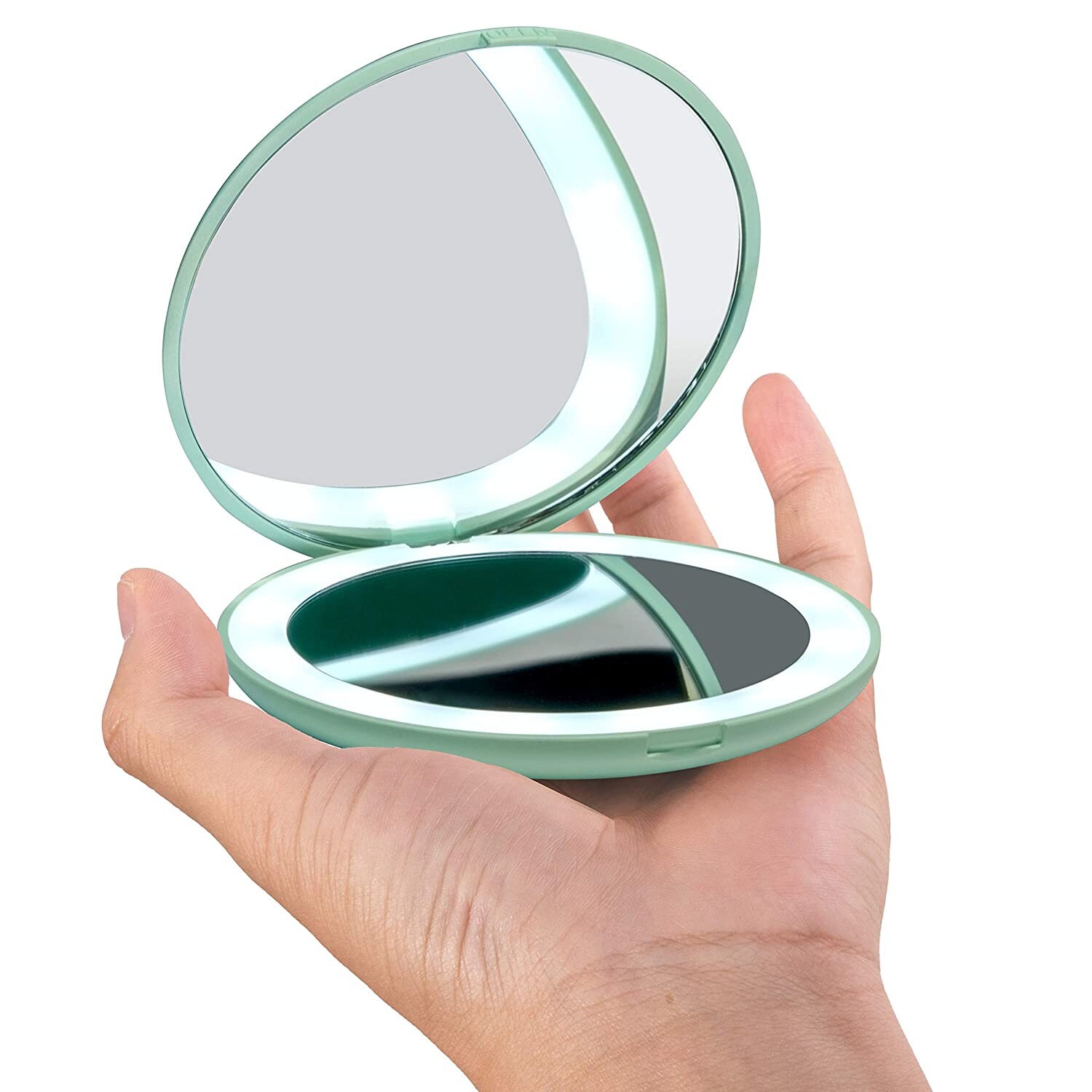 Led Lighted Travel Makeup Mirror 1x 10x Magnification Compact Etsy