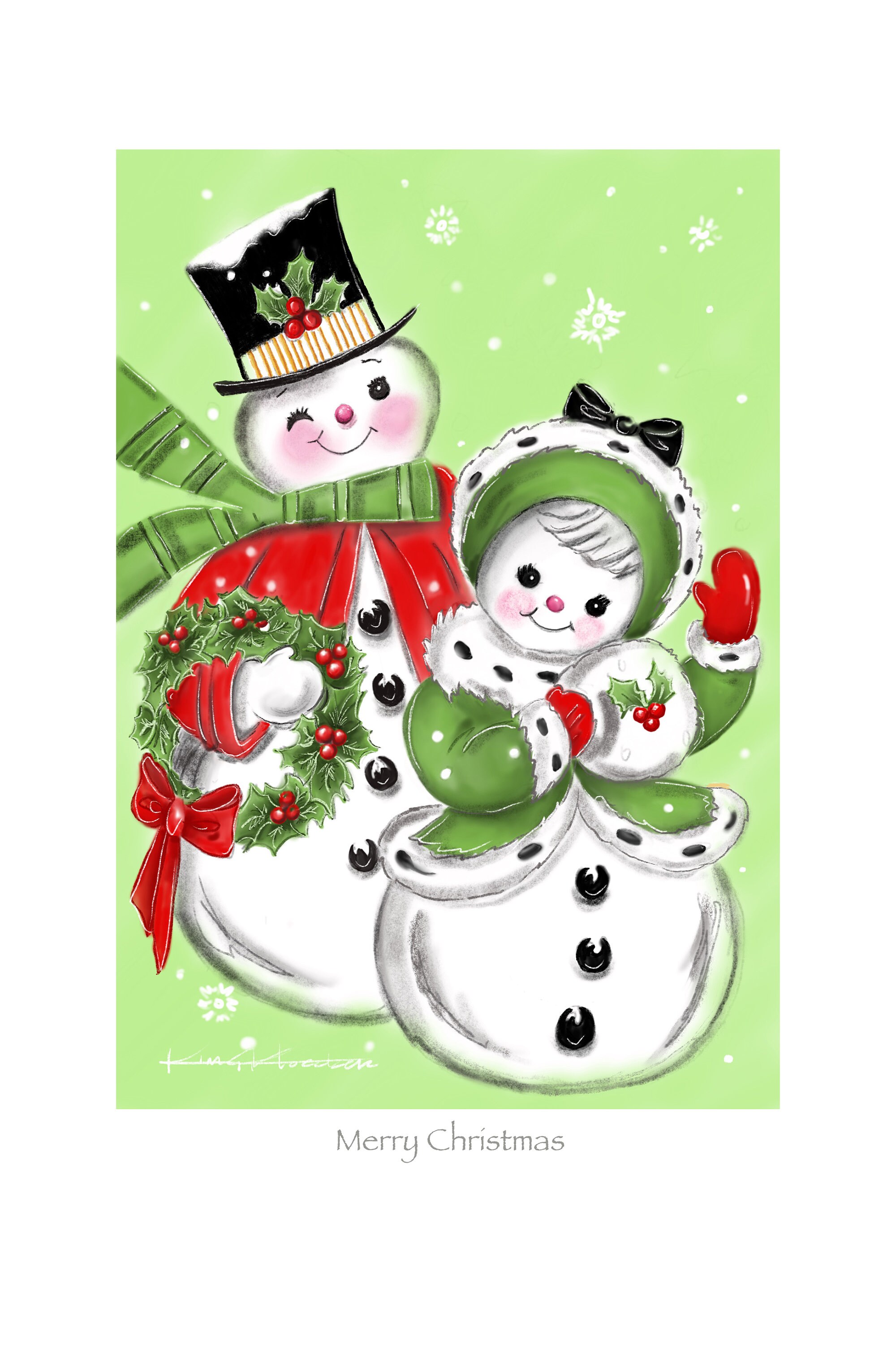 Mr. & Mrs. 1950's Snowman Couple in Green - Etsy