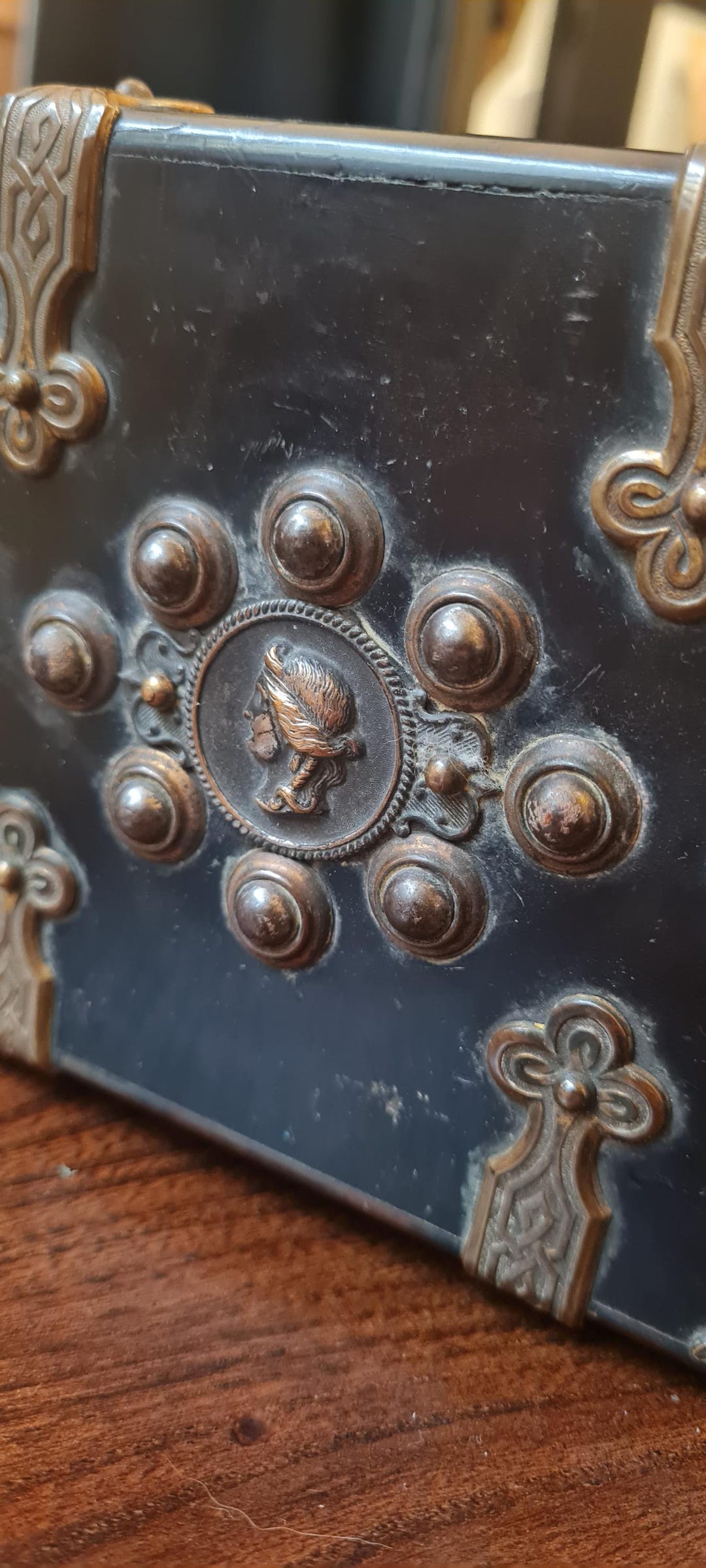 Old Napoleon III Black Wood Antic Box With Bronze Brasse Copper ...