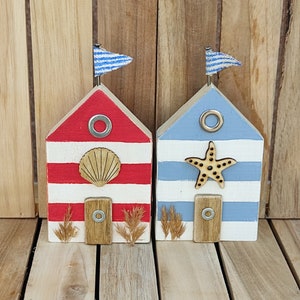 Mini Beach Huts. Wooden Coastal Houses. Seaside Nautical Decor ...
