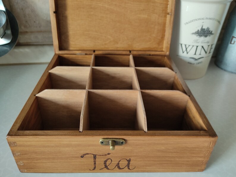 Blue Gold Shades Wooden Tea Box. Tea Bags Storage. Jewelry Box - Etsy