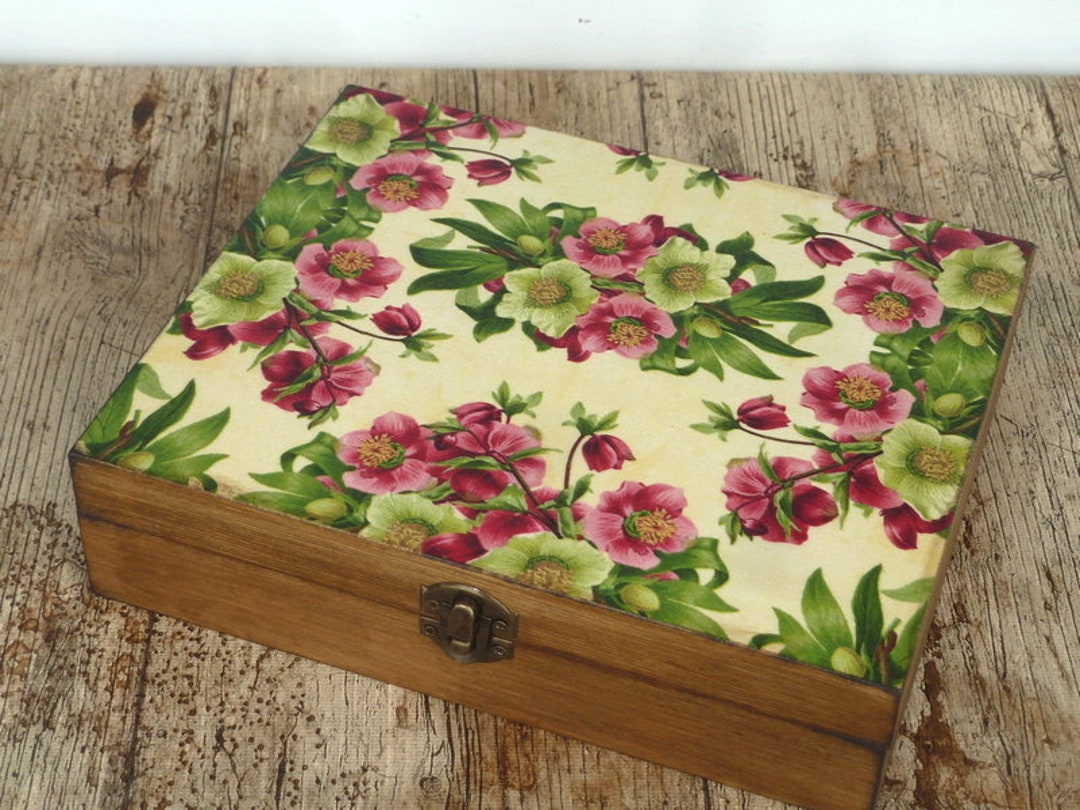 Tea Box Wooden. Tea Storage Box. Bohemian Tea Bag Box. Jewelry Keepsake ...