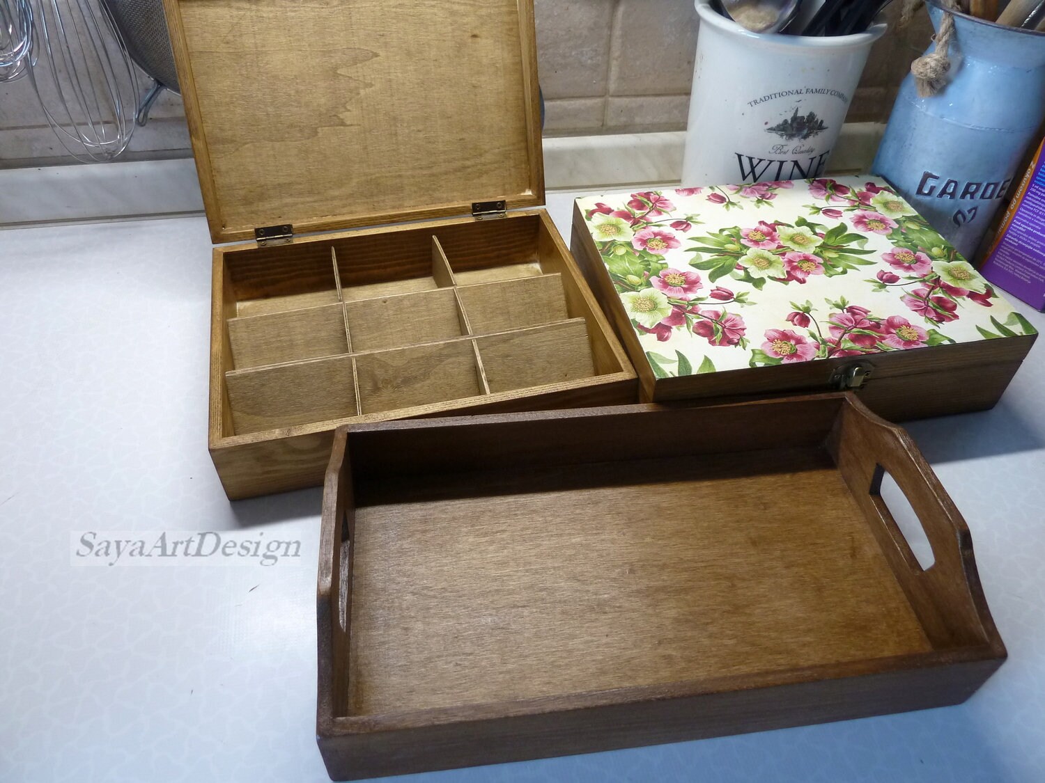 Tea Box Wooden. Tea Storage Box. Bohemian Tea Bag Box. Jewelry | Etsy