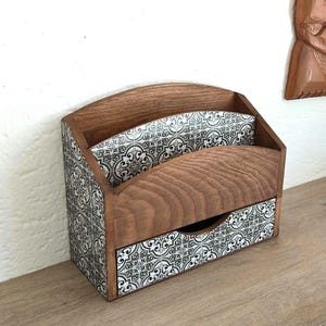 Wooden Letters Storage Box. Desktop Mail Organizer and Phone Holder ...