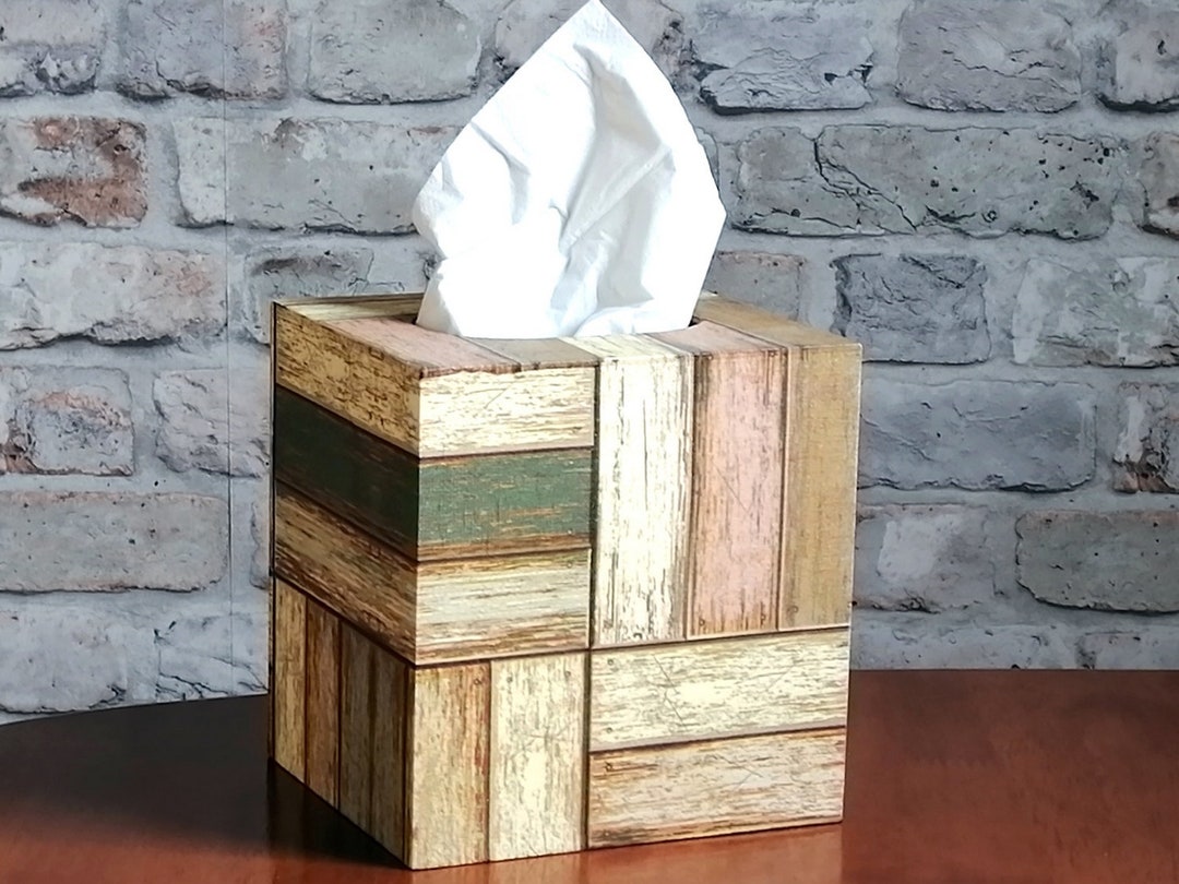 Wooden Tiles Decorated Tissue Box. Wooden Box Cover for Tissues ...