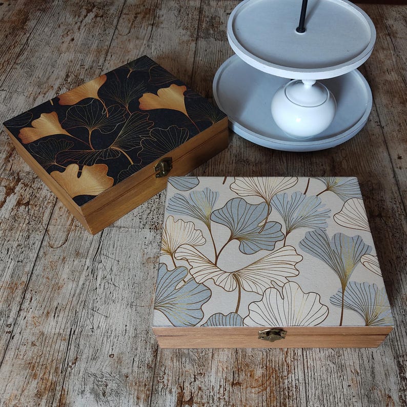 Ginkgo Leaf Wooden Tea Box: Decorative Tea Bag Organizer - Etsy