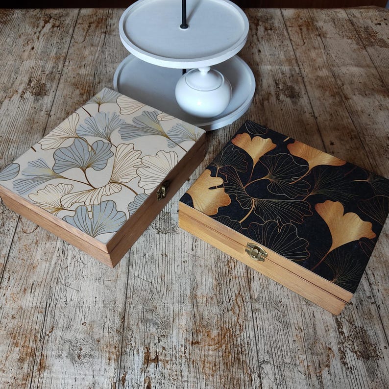 Ginkgo Leaf Wooden Tea Box: Decorative Tea Bag Organizer - Etsy