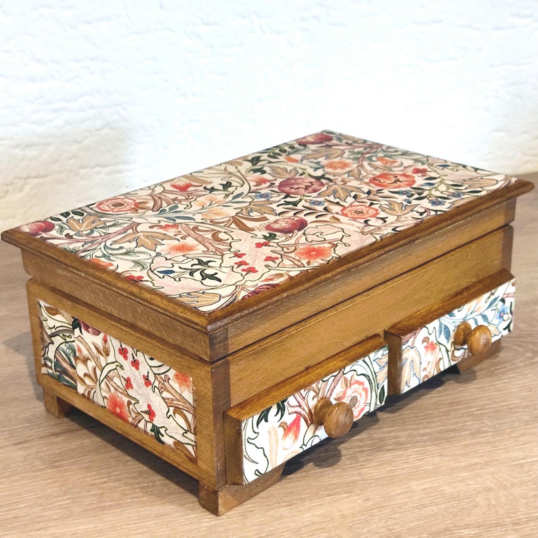 Mini Desktop Chest of Drawers With William Morris Design. Keepsake or ...