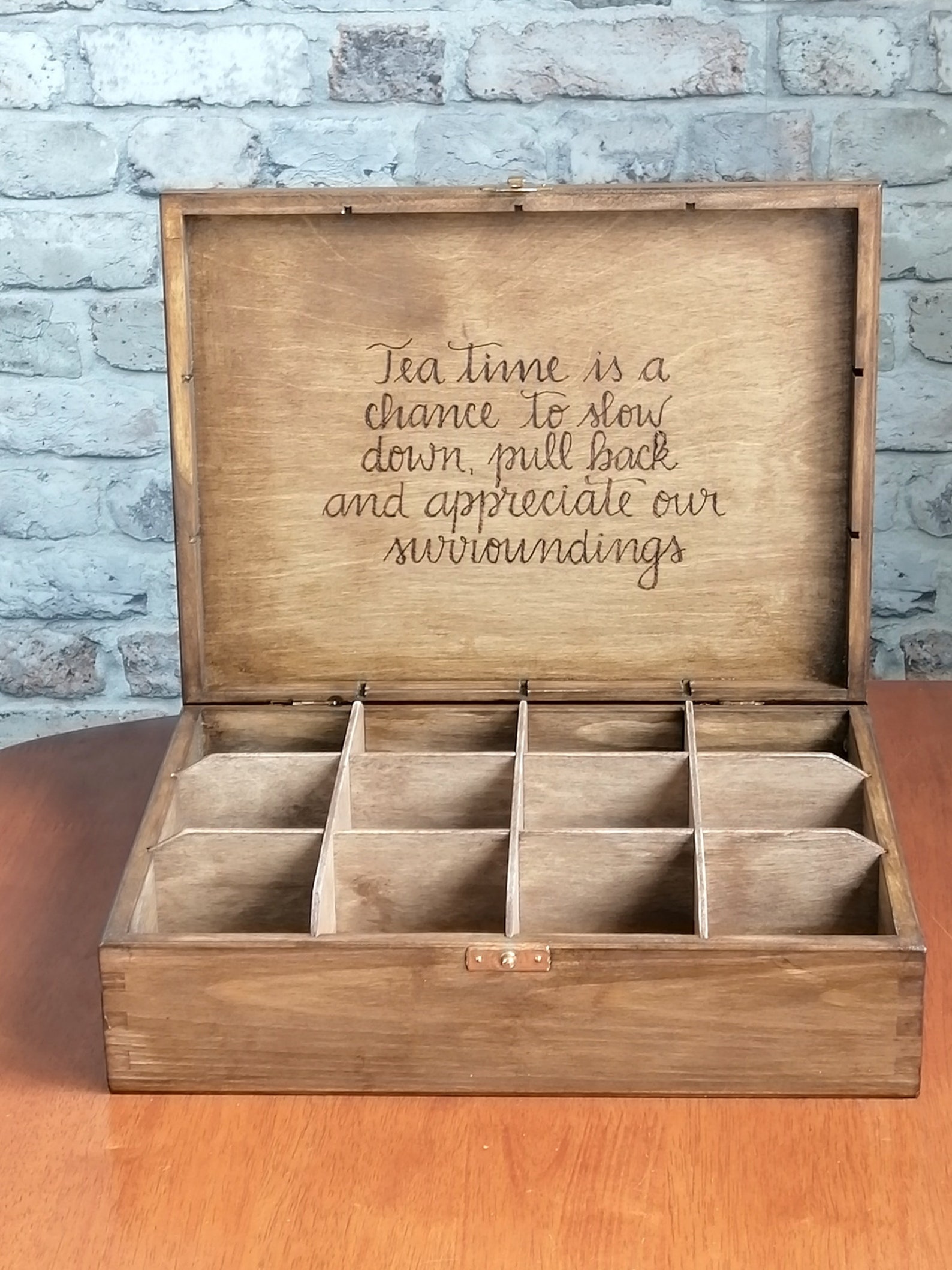 Tea Box Wooden Tea Box With Pink Roses. Shabby Chic Tea Bags | Etsy