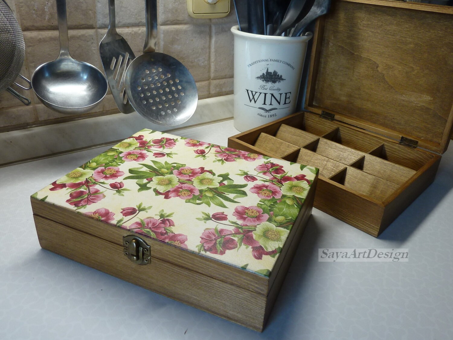 Tea Box Wooden. Tea Storage Box. Bohemian Tea Bag Box. Jewelry | Etsy