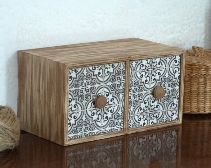 Mini Chest of Drawers. Desktop Organizer and Jewelry Box. Wooden Makeup ...
