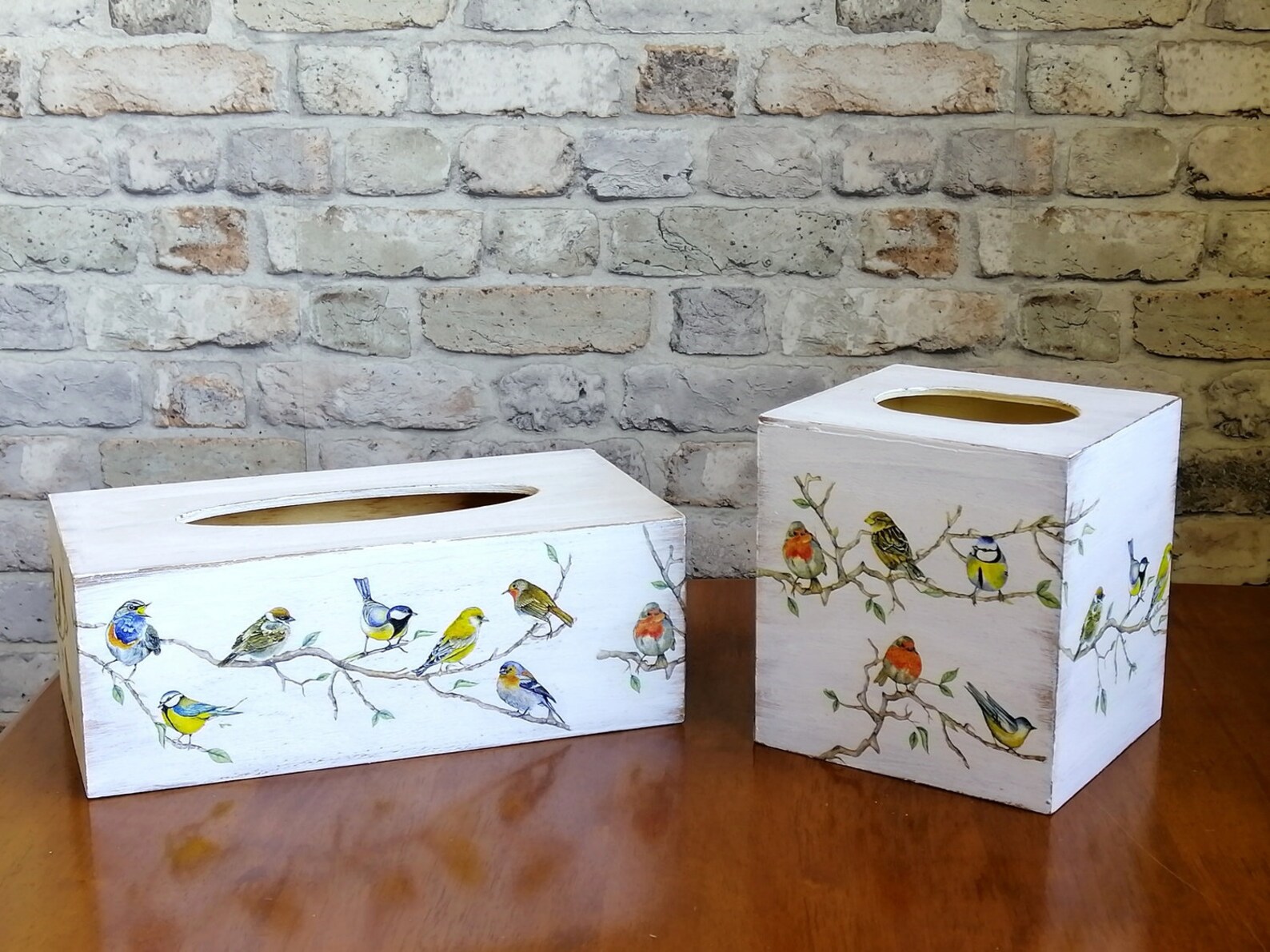 Rustic Wooden Tissue Box Cover. Birds Decoration Napkins Box - Etsy